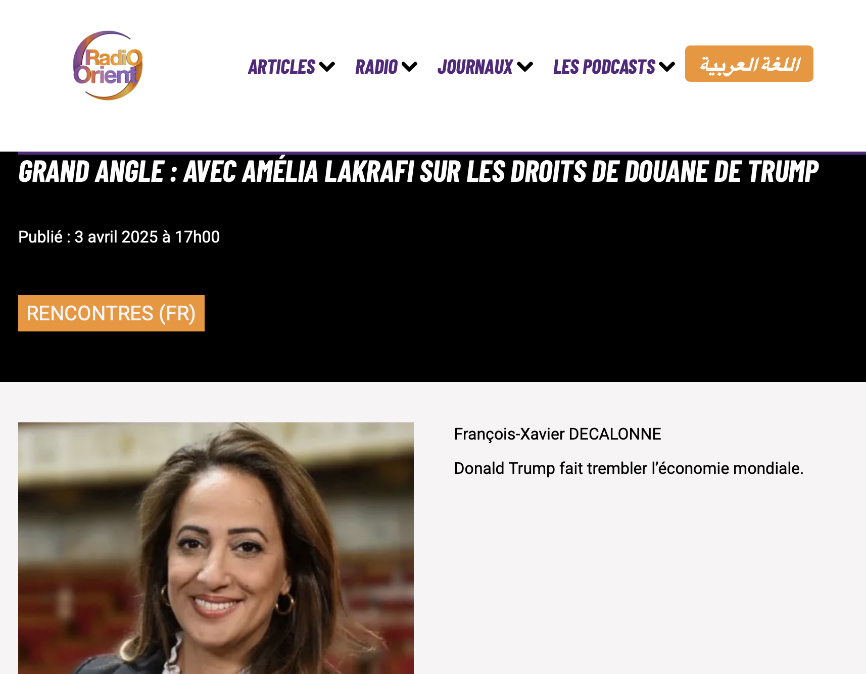 radio orient : “Grand angle : Avec Amélia Lakrafi sur les droits de ...